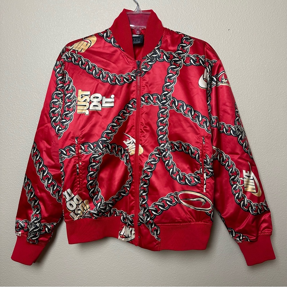 Nike Glam Dunk Red And Gold Chain Jacket Icon Clash |… - Gem